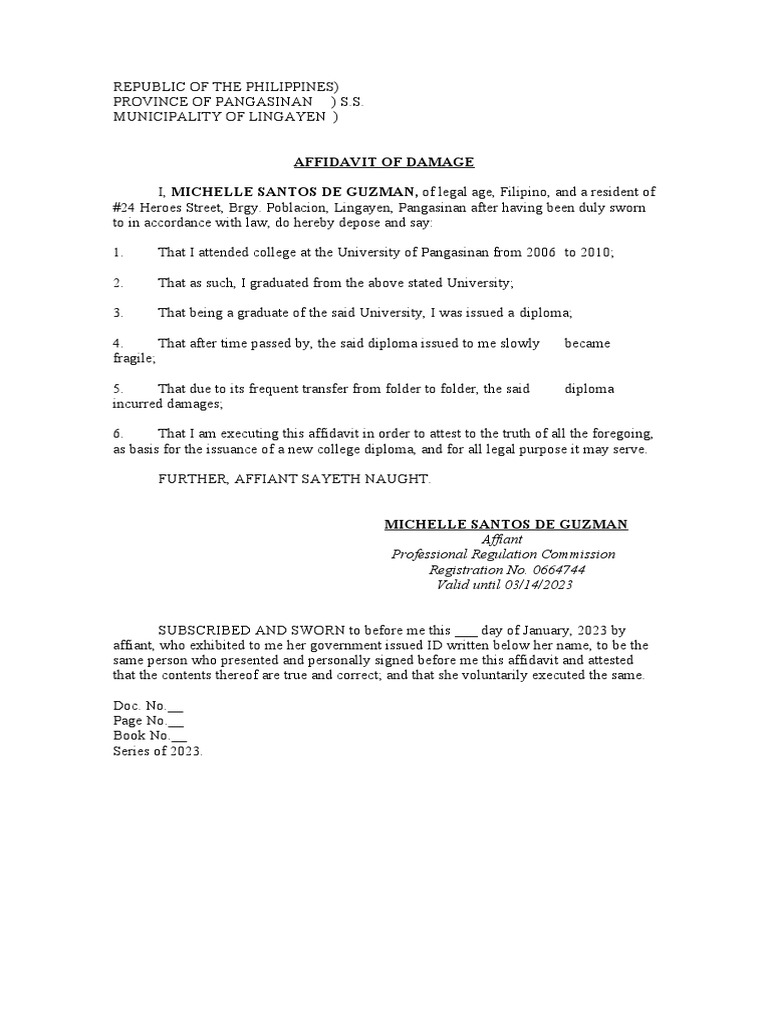 Diploma Replacement Affidavit | PDF | Politics