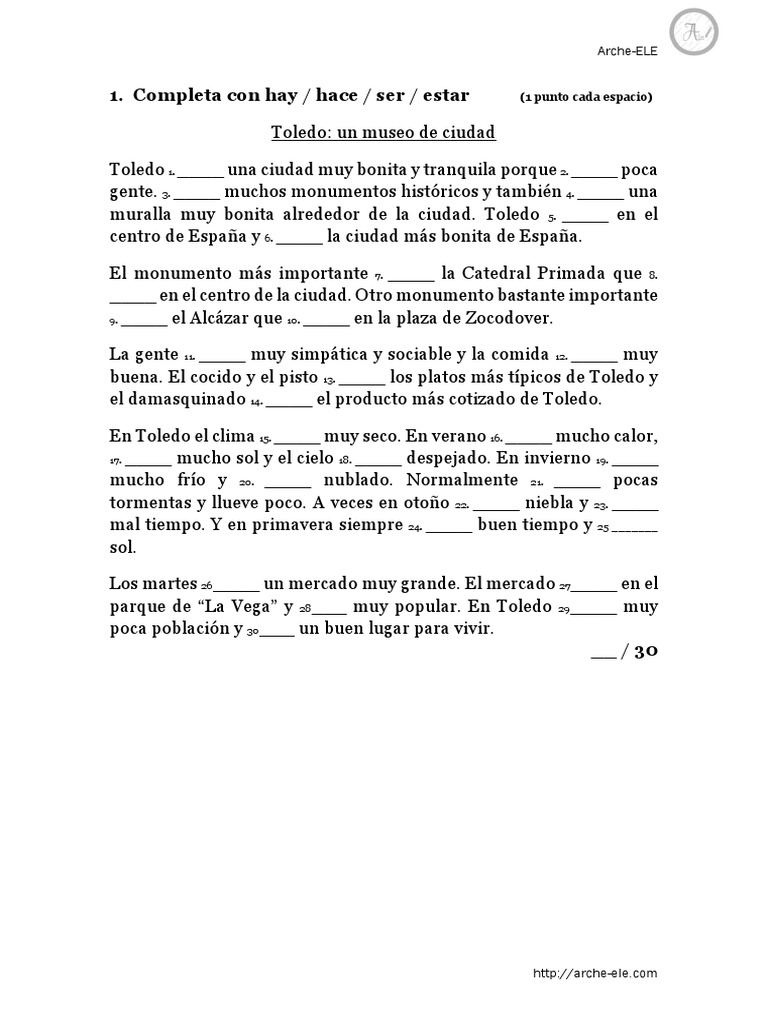 Uso de "ser" y "estar" en Toledo | PDF