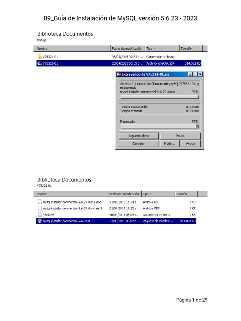 09 - Guía de Instalación de Mysql Versión 5.6.23 - 2023 | PDF | Mi sql | Gestión de datos