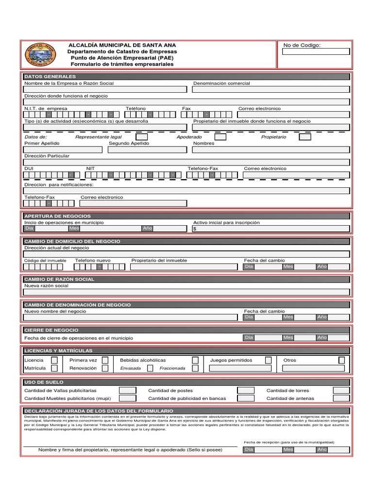 Formulario PAE | PDF