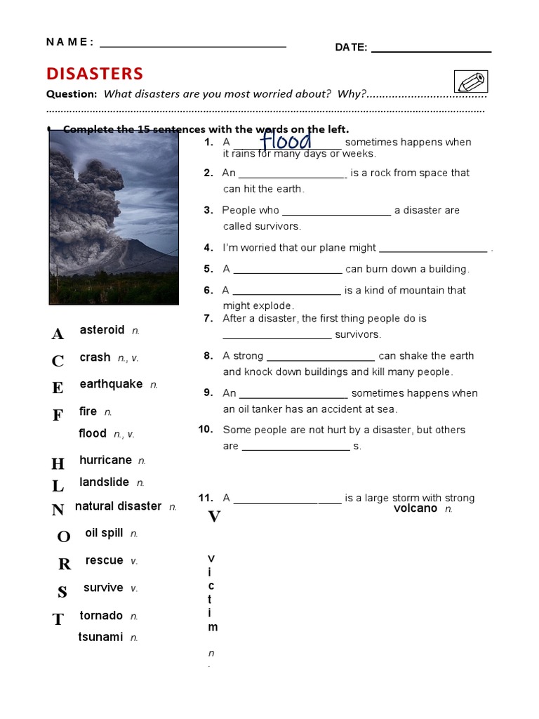 Activity #01 Disasters | PDF | Natural Disasters | Natural Events