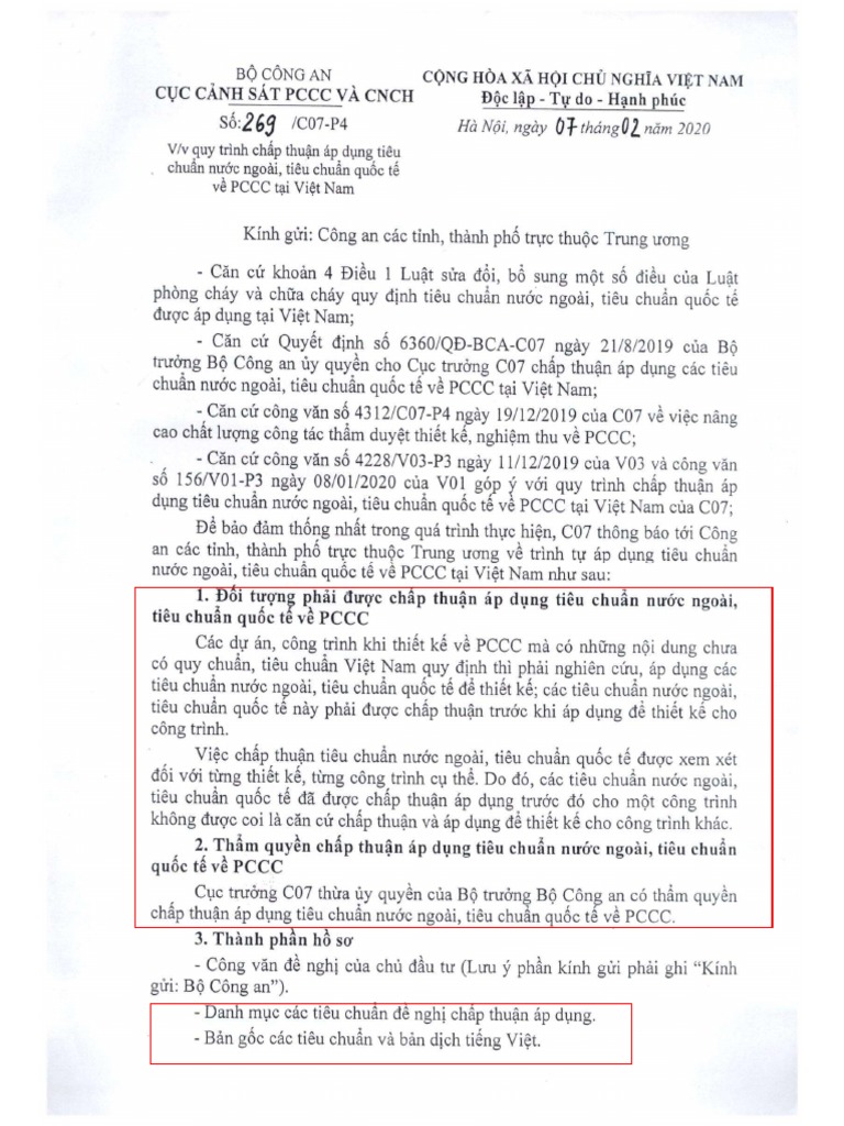 Công Văn So 269-C07-P4 Quy Trình Chấp Thuận Áp Dụng Tiêu Chuẩn Nước Ngoài, Tiêu Chuẩn Quốc Tế Về ...