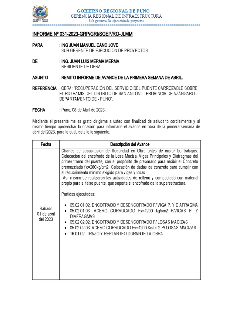 INFORME N31 - Informe de Avance x2 | PDF