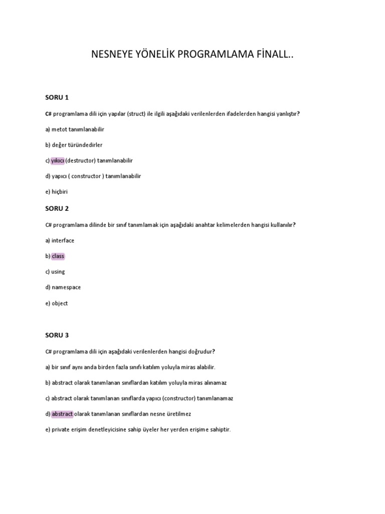 Nesneye Yönelik Final | PDF