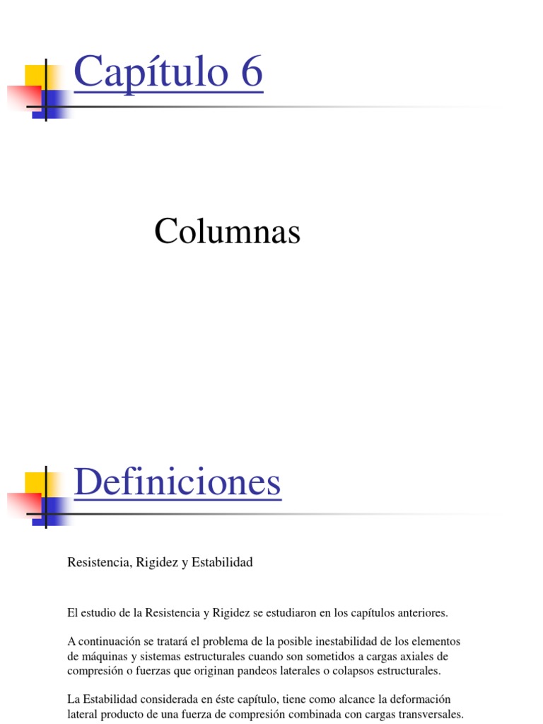 Cap 6 Columnas | Descargar gratis PDF | Pandeo | Ingeniero civil