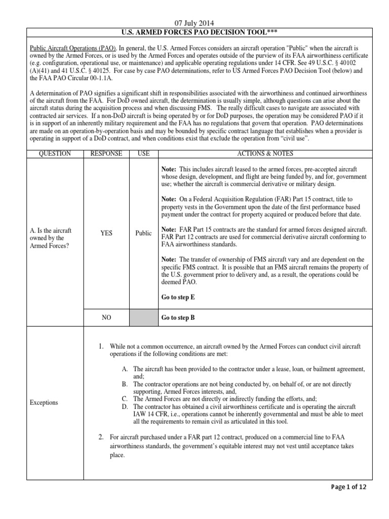 US ARMED FORCES PAO Decision Tool | PDF | Federal Aviation ...