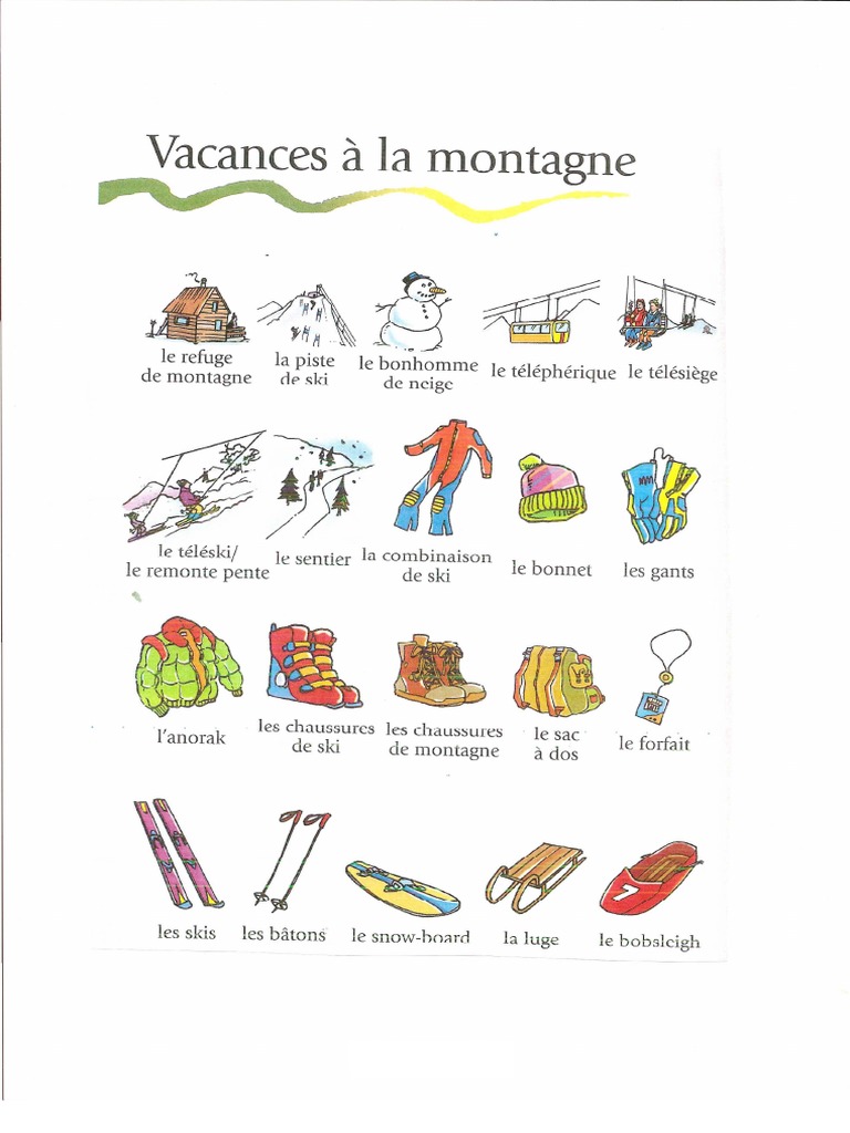 Vocabulaire Des Vacances La Montagne | PDF | Sports individuels | Course