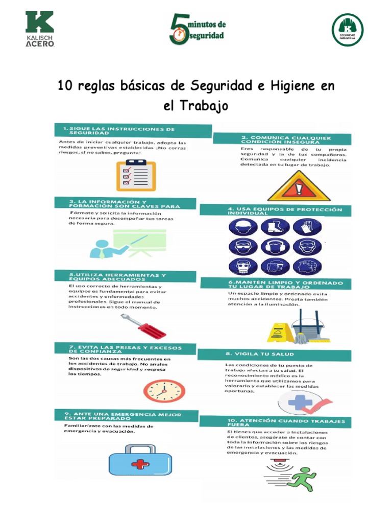 10 Reglas Basicas de Seguridad e Higiene en El Trabajo | PDF