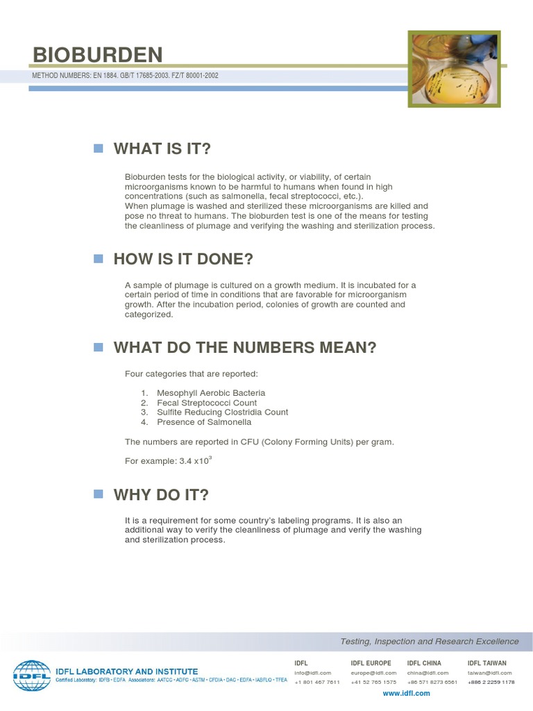 IDFL Test Summary - Bioburden A4 | PDF | Colony Forming Unit | Microscopy