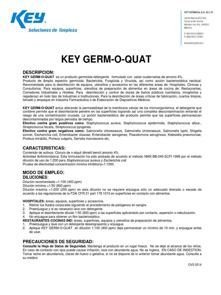 Key Germ-O-Quat: Descripcion | PDF