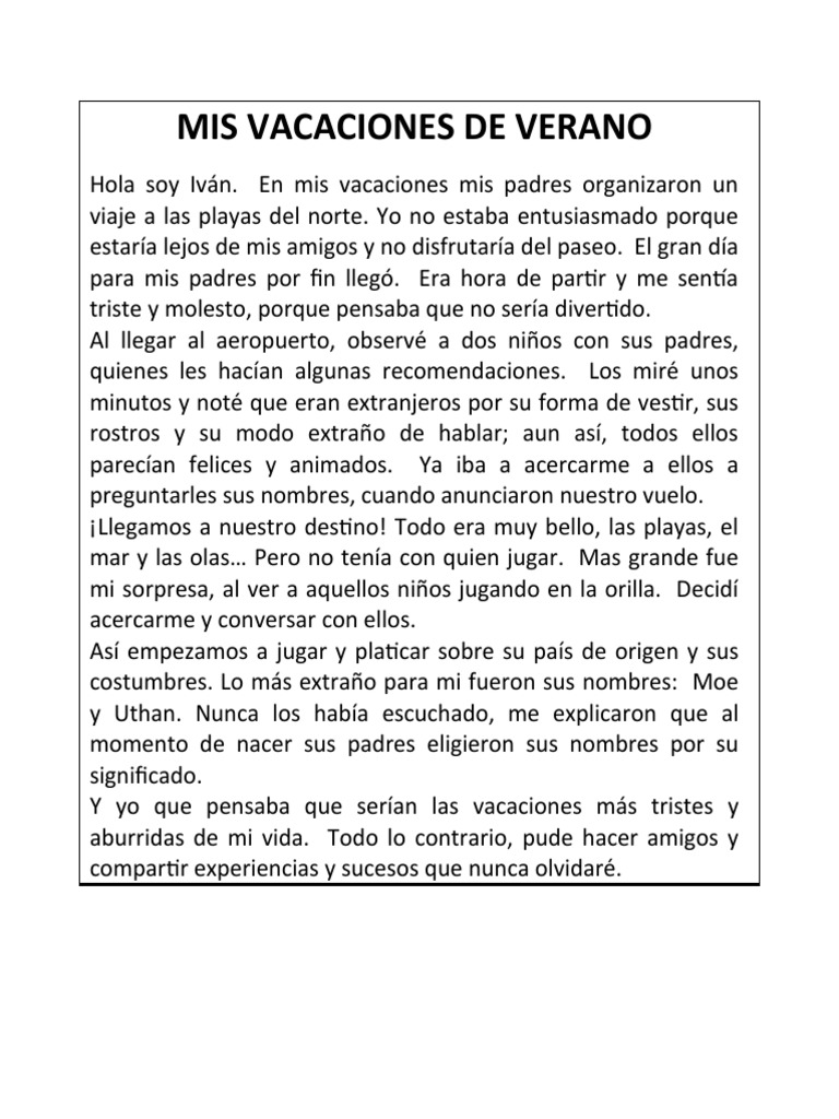 Mis Vacaciones de Verano | PDF