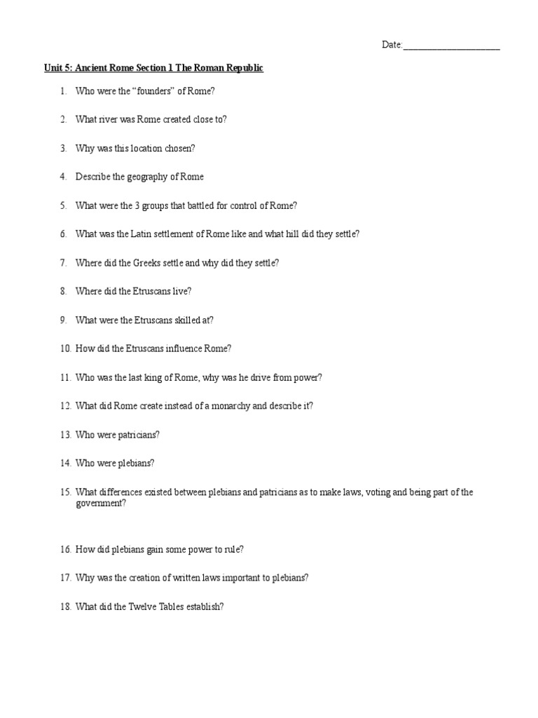 Ancient Rome Guided Reading Section 1 | PDF | Punic Wars | Ancient Rome