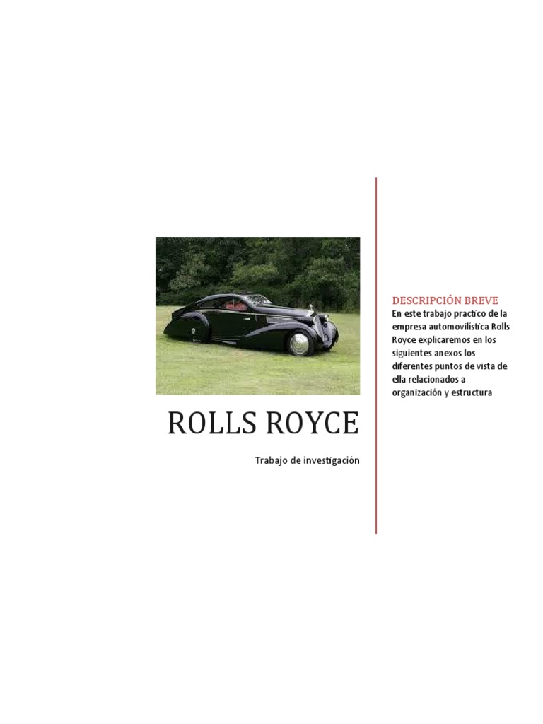 Historia Rolls Royce Resumen | PDF | Vehículos