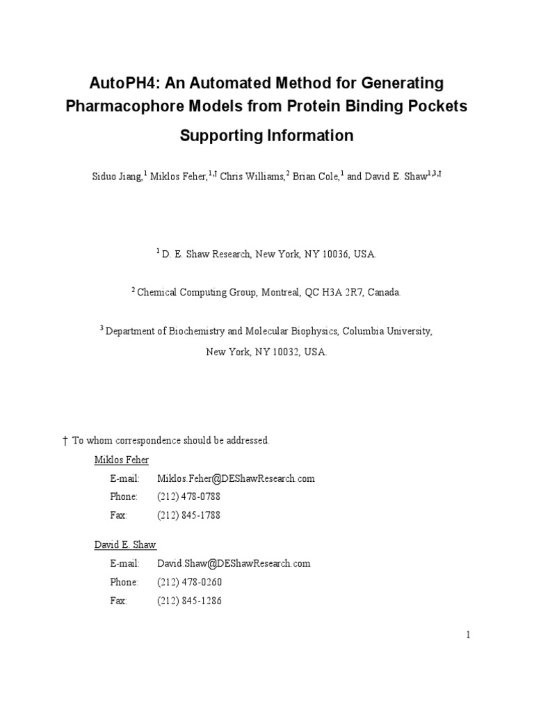 Autoph4: An Automated Method For Generating Pharmacophore Models From Protein Binding Pockets ...