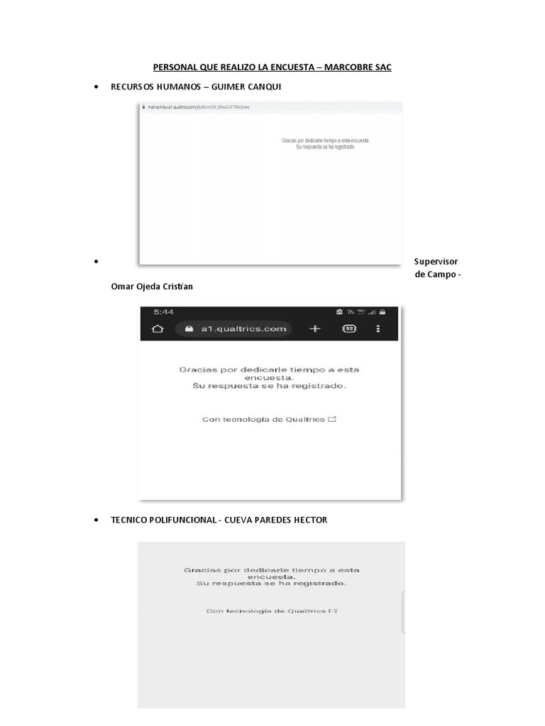 Personal Que Realizo La Encuesta - Marcobre | PDF