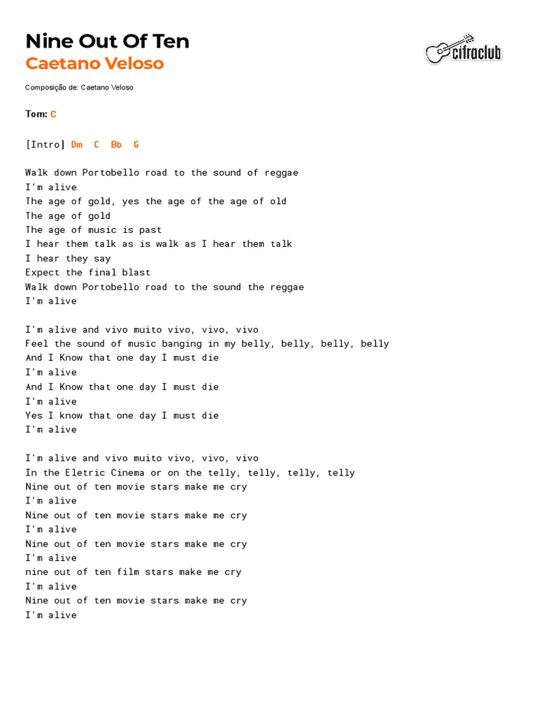 Caetano Veloso - Nine Out of Ten | PDF
