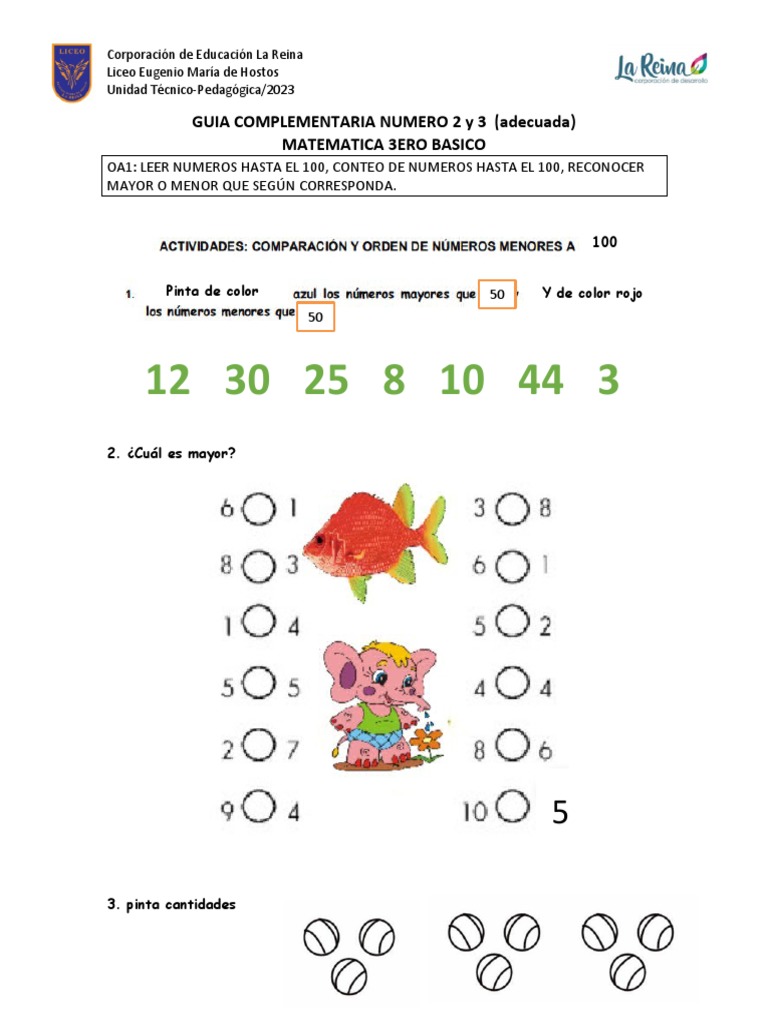MATEMATICA - 3ERO - GUIA COMPLEMENTARIA 2 y 3 Adecuada | PDF