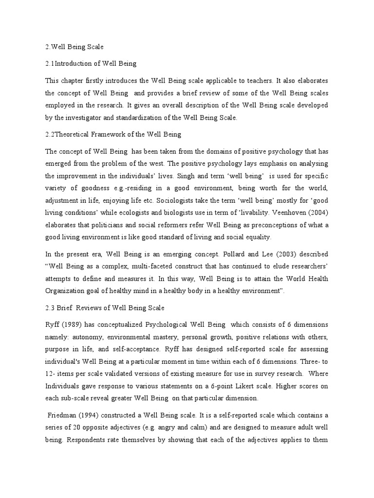 Well Being Scale Final | PDF | Validity (Statistics) | Standard Score