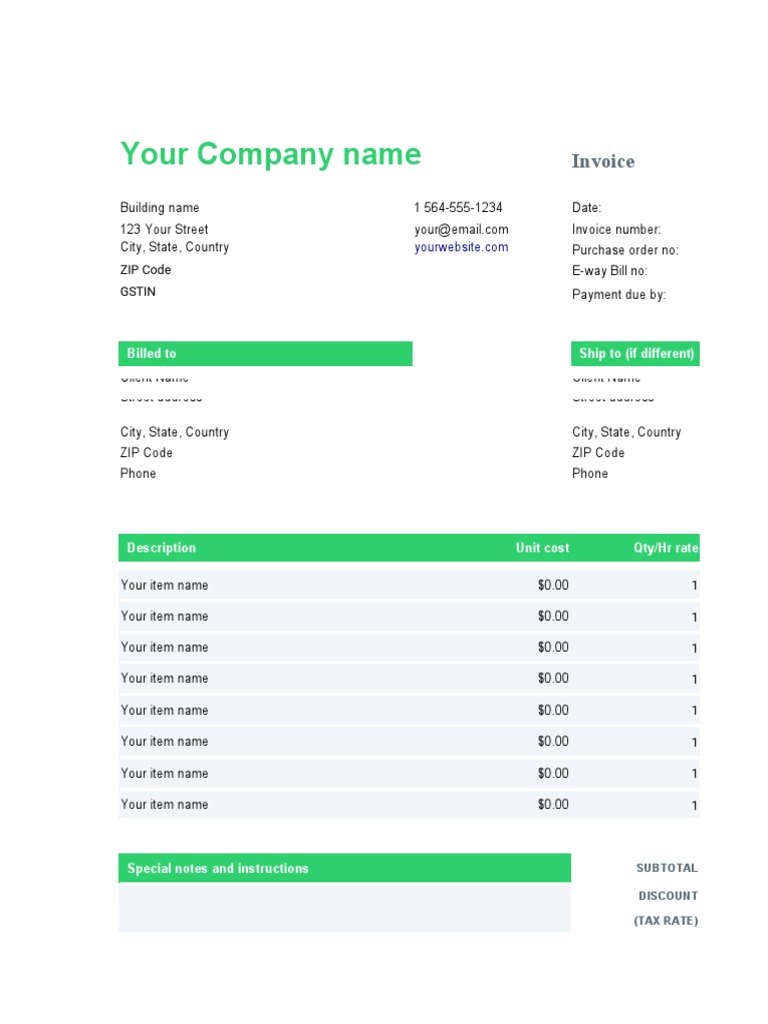Invoice Template Excel | PDF