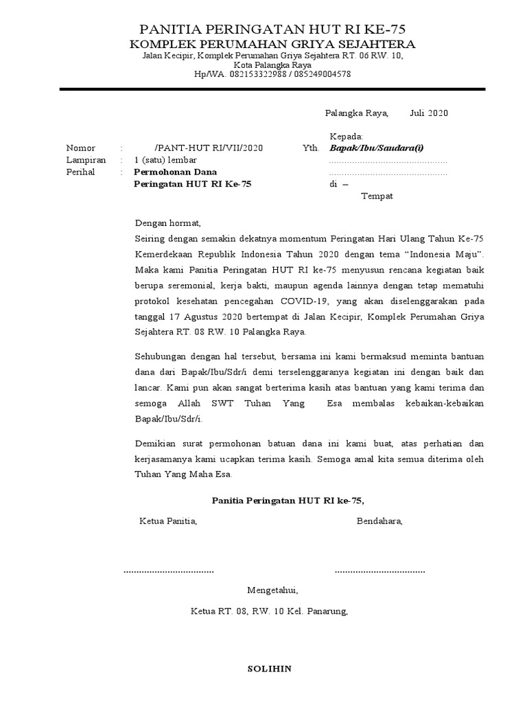 Surat Mohon Bantuan Dana - 2021 | PDF