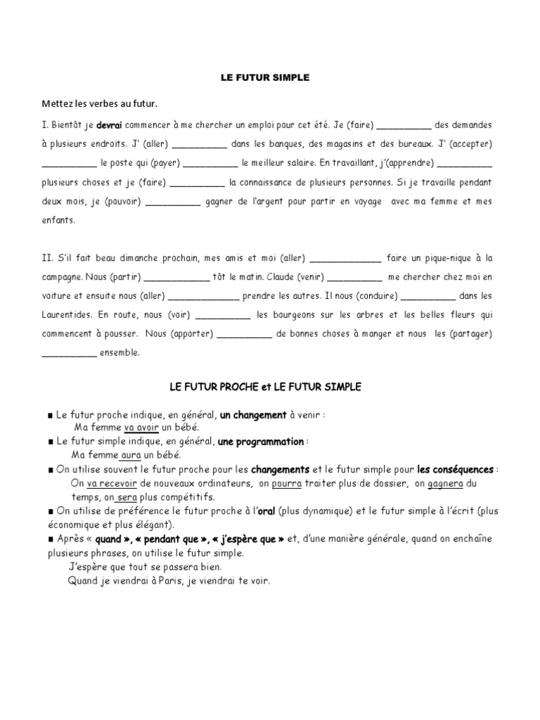 Futur Simple Et Future Proche | PDF