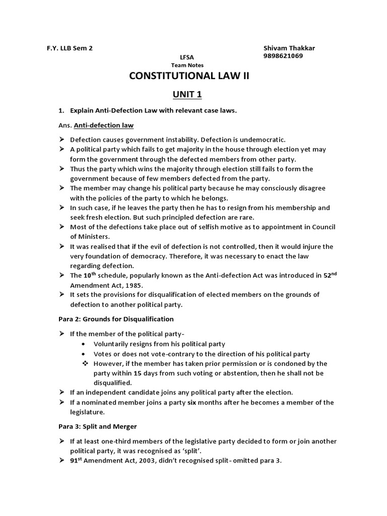 Constitutional Law 2 Notes-1 | PDF | Pardon | Government Institutions