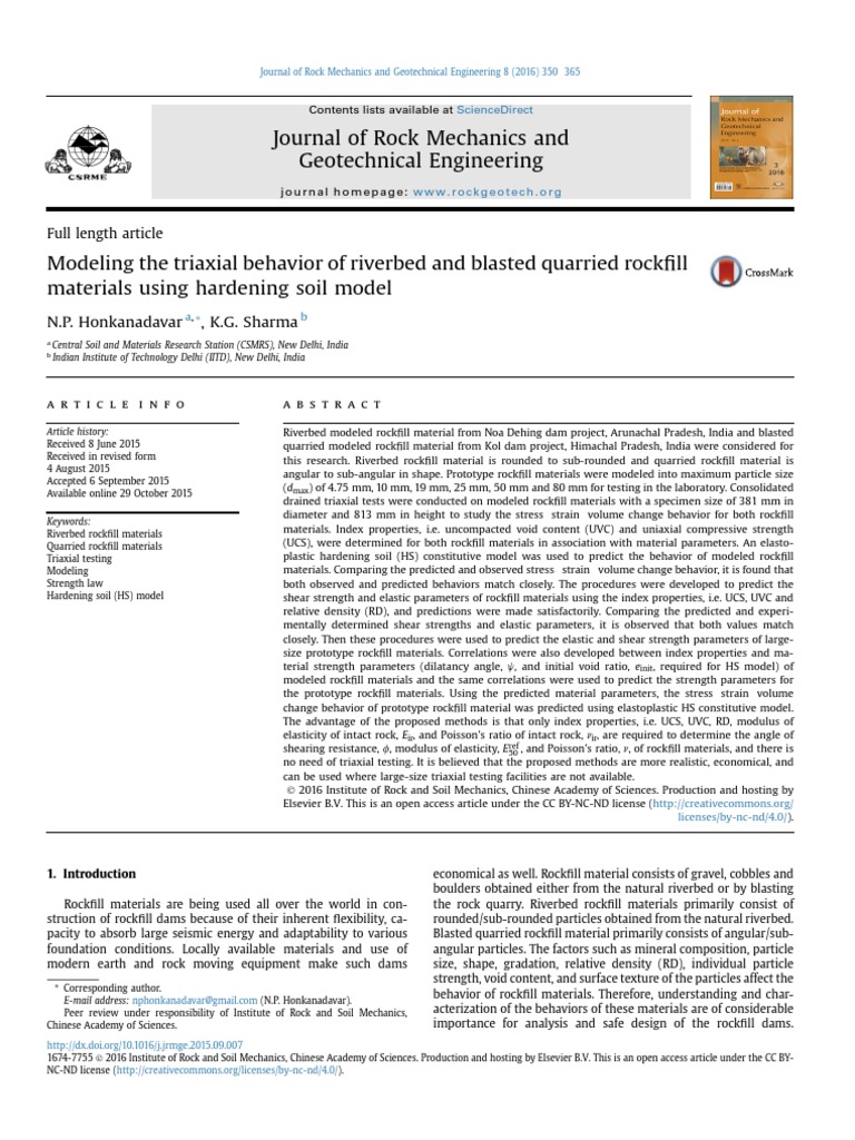 Modeling the triaxial behavior of rockfill materials | PDF | Young's ...