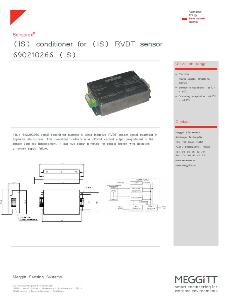 (IS) Conditioner For (IS) RVDT Sensor 690210266 (IS) : Sensorex | PDF ...