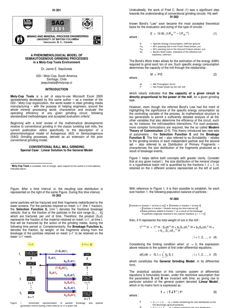 SAG 2001 Final - SAG Model - Paper #109 | PDF | Mill (Grinding ...