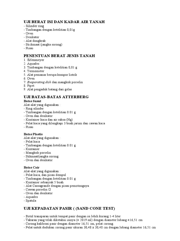 Alat Lab Tanah | PDF