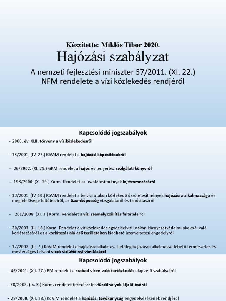 HSZ 1 Hajózási Szabályzat | PDF