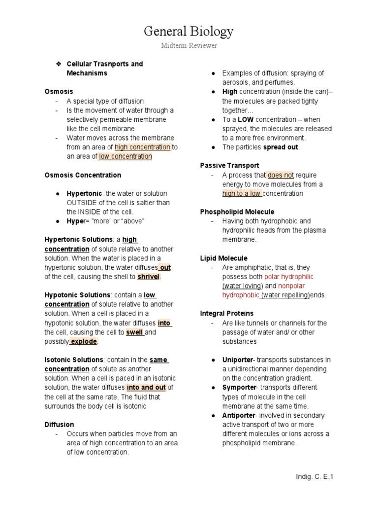 General Biology: Midterm Reviewer | PDF | Genetics | Cell Biology
