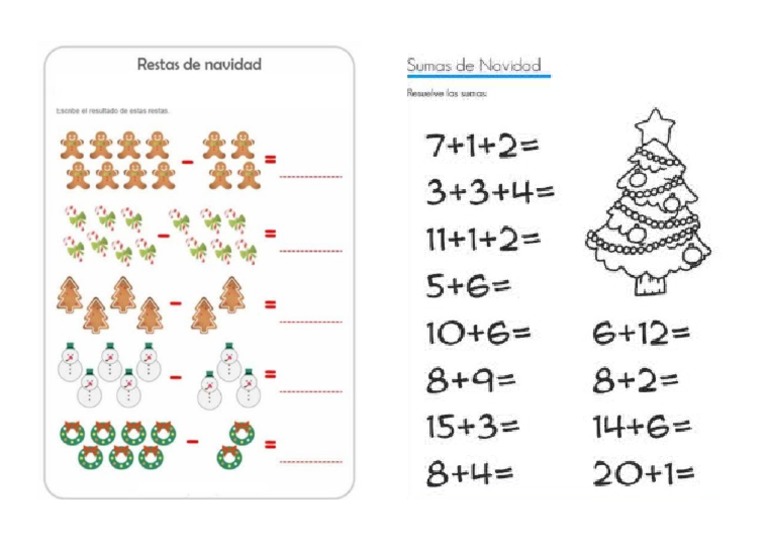 Sumas y restas navideñas | PDF