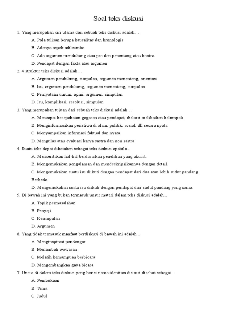 Soal Teks Diskusi | PDF