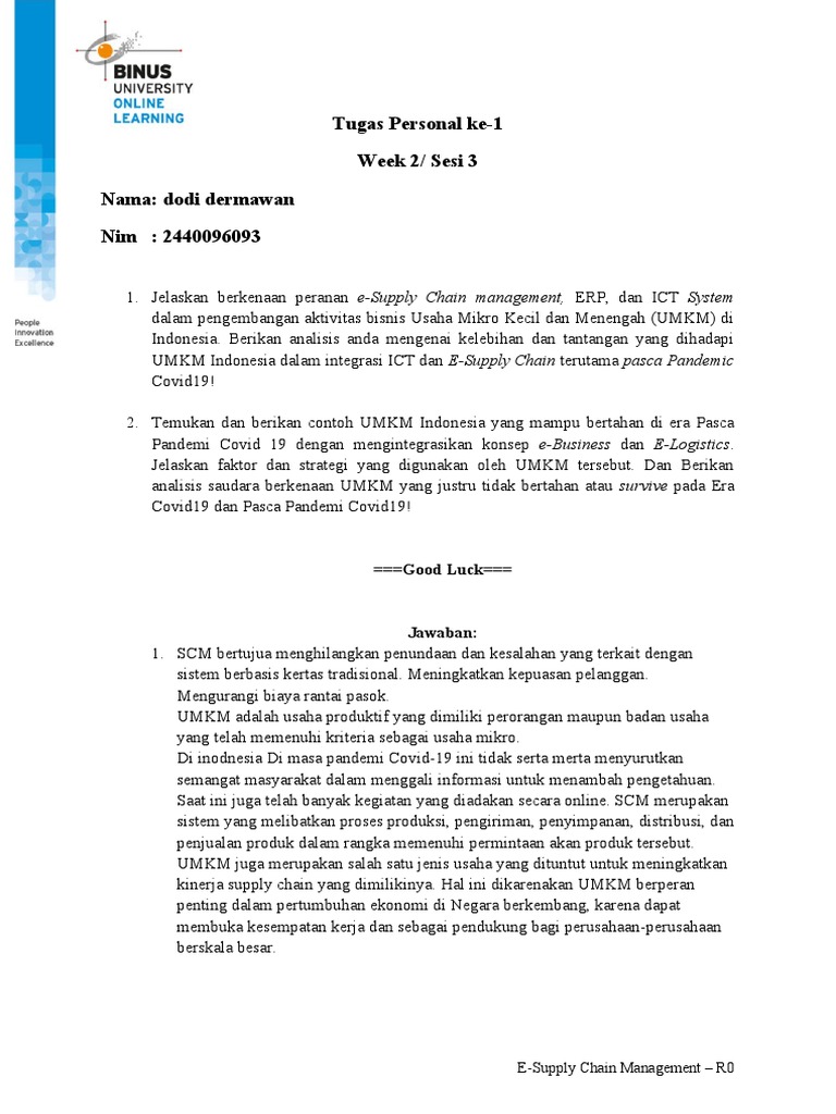 TP 1 Selesai SCM | PDF