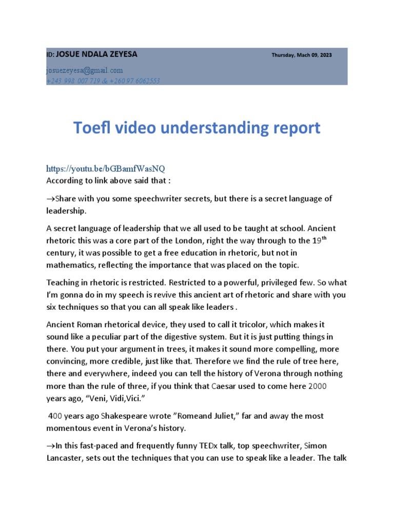 toefl report | PDF