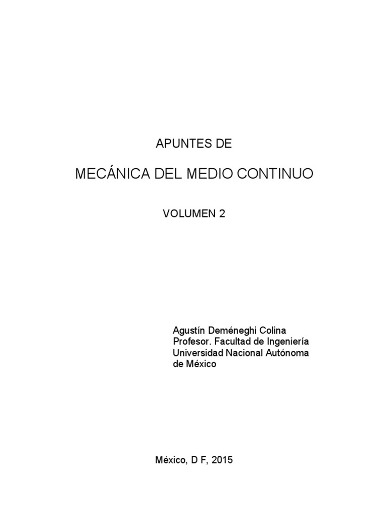 Mecánica Del Medio Continuo: Apuntes de | PDF | Elasticidad (Física ...