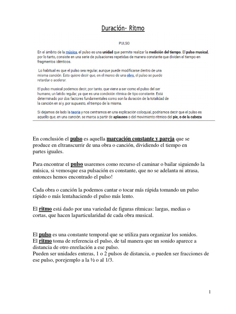 Pulso y Ritmo en Música: Guía Práctica | PDF | Clave | Ritmo
