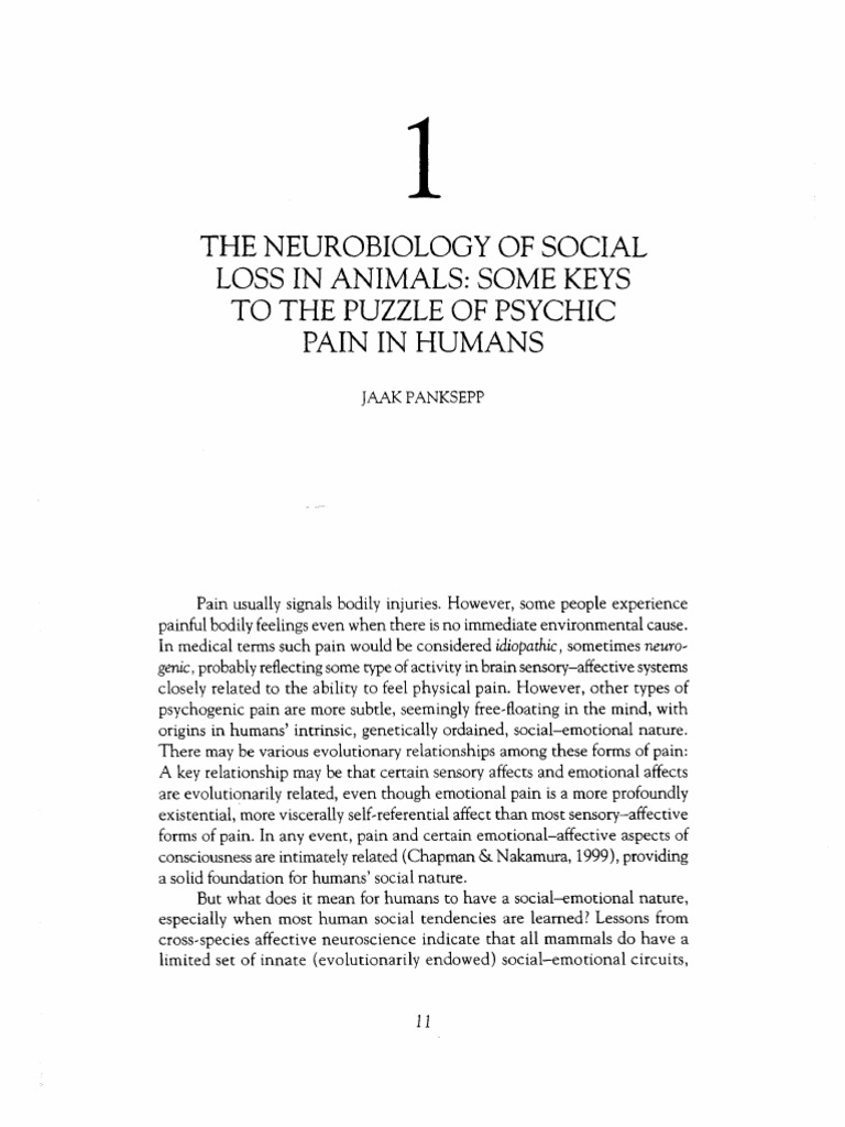 Psychic Pain (Panksepp, 2011) | PDF