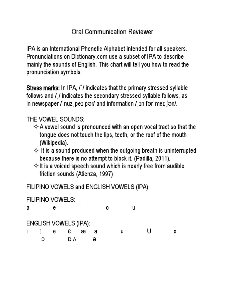 Oral Communication Reviewer for Grade 11 | PDF