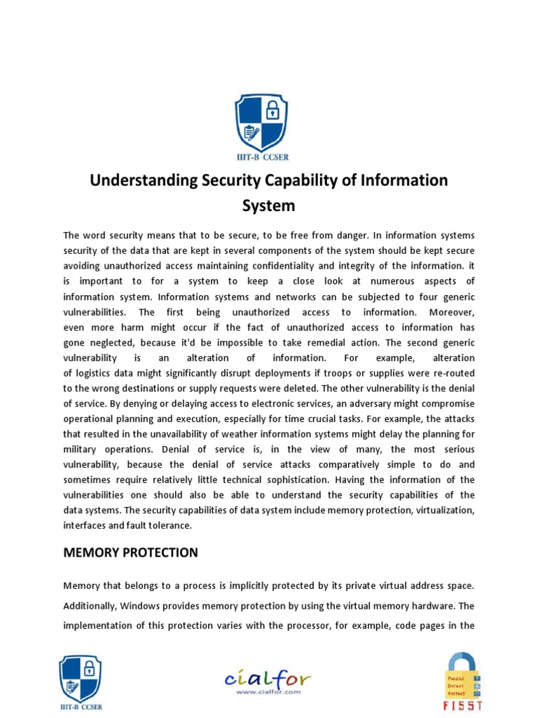 Understanding Security Capability of Information System1 | PDF ...