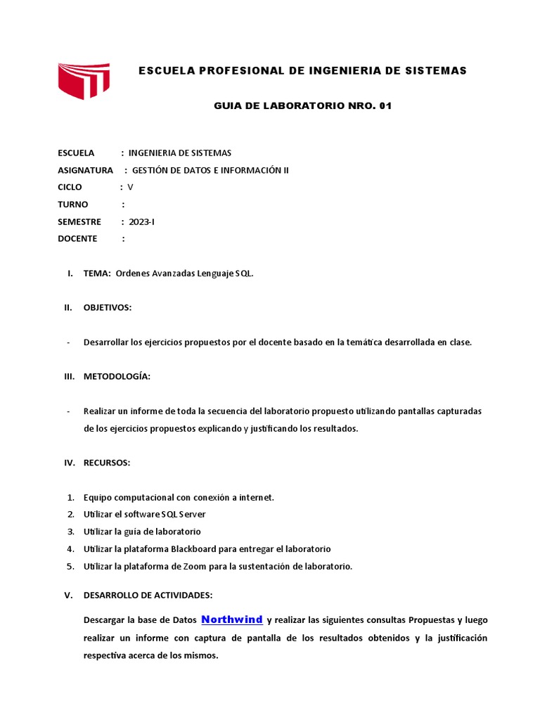 Guía Lab. SQL Ordenes Avanzadas | PDF | Software | Tecnologías de la información