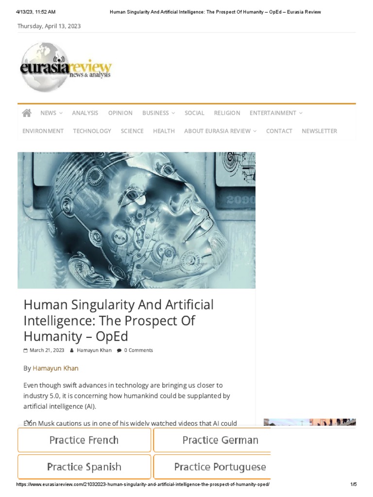 Human Singularity and Artificial Intelligence - The Prospect of ...
