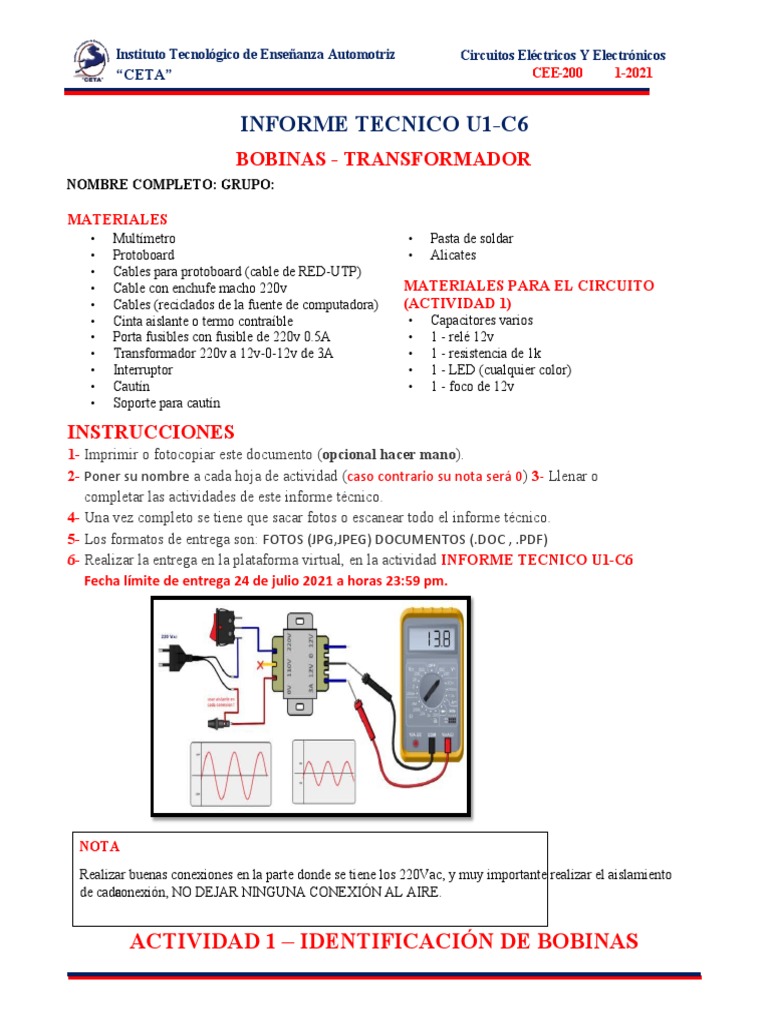 Informe Bobinas | PDF | Transformador | Ingeniería