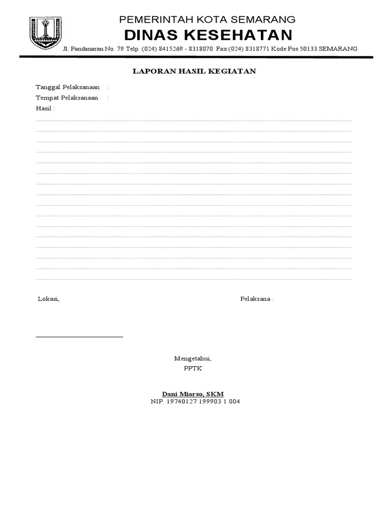 Form Laporan Hasil Kegiatan | PDF