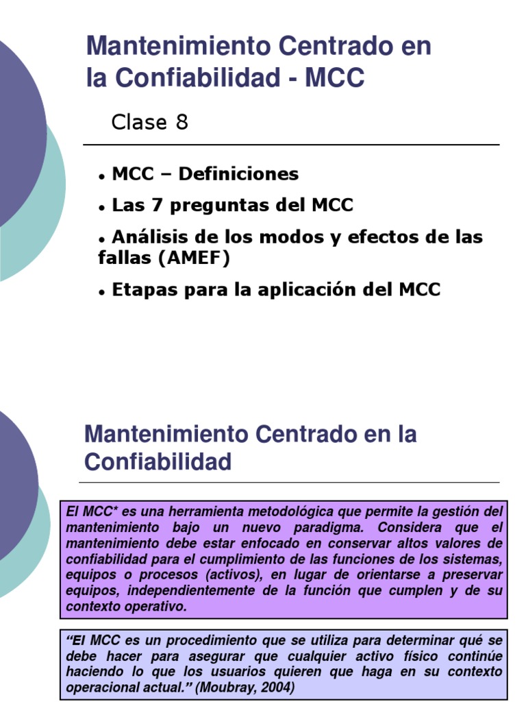Mantenimiento Centrado en la Confiabilidad (MCC): Definiciones, Las 7 Preguntas del MCC ...