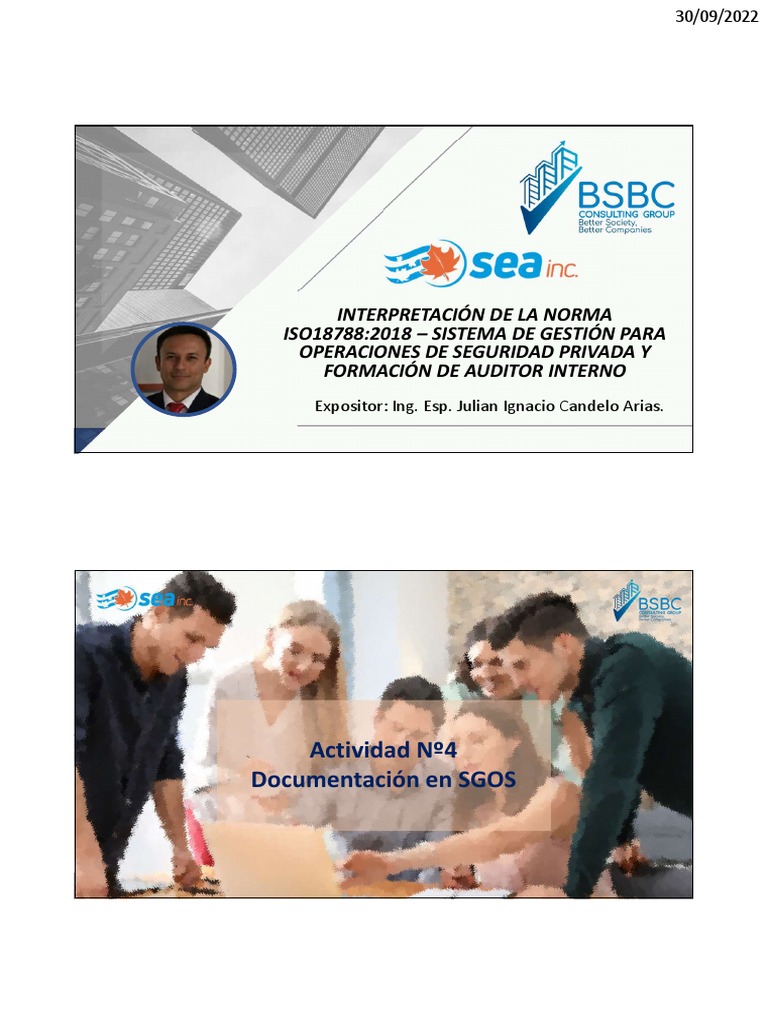 Formación de Auditor Interno ISO 18788 v2018 Taller 4 | PDF