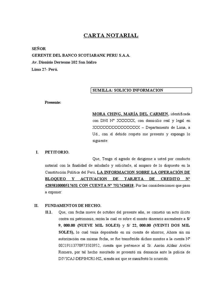 Carta Notarial Scotiabank | PDF