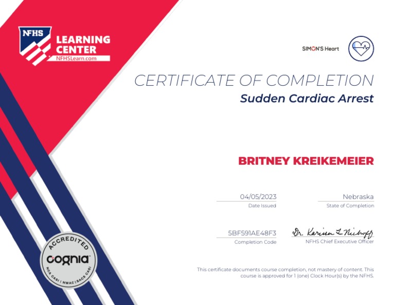 sudden cardiac arrest certificate | PDF