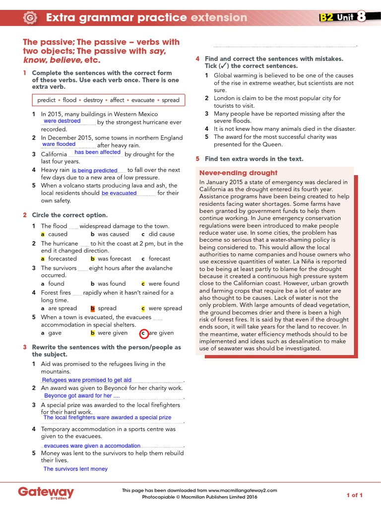 B2 UNIT 8 Extra Grammar Practice Extension | PDF | Drought | Physical Geography